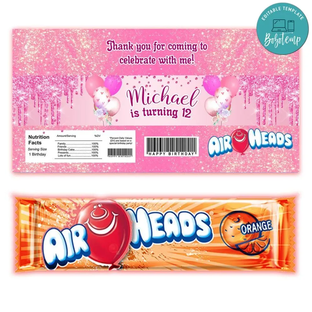 Shades Of Pink Airhead Candy Wrapper Template Printable | Bobotemp