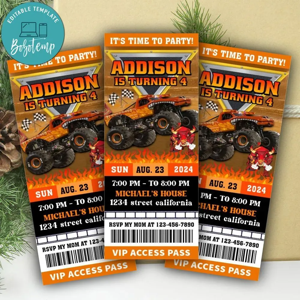El Toro Loco Ticket Invitation Customizable Template | Bobotemp