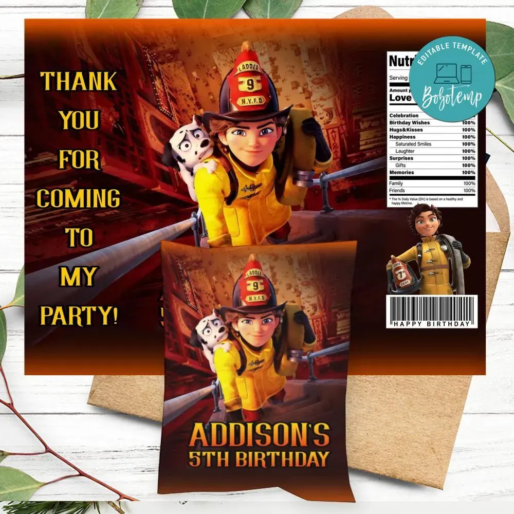 Fireheart Birthday Party Chip Bag Digital File Diy Bobotemp