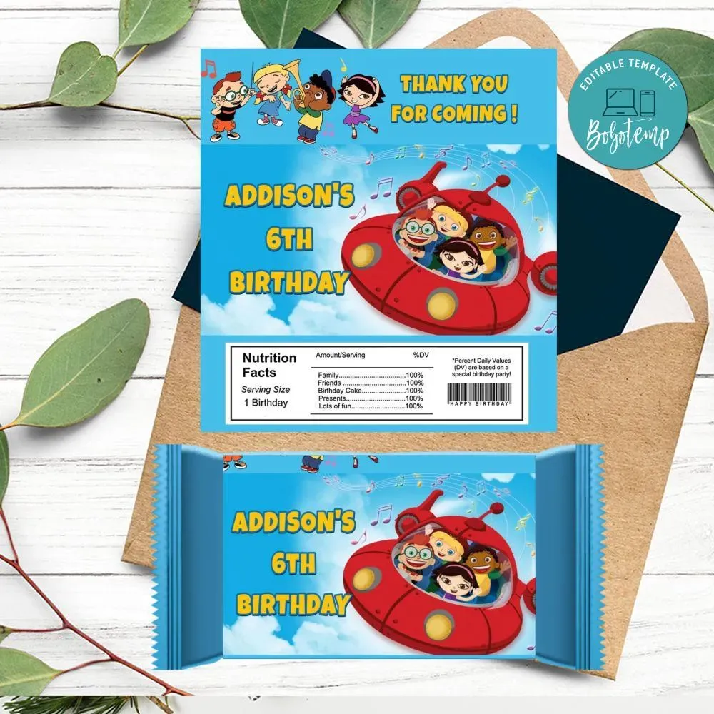 Little Einstein Candy bar Label Customizable Template DIY | Bobotemp