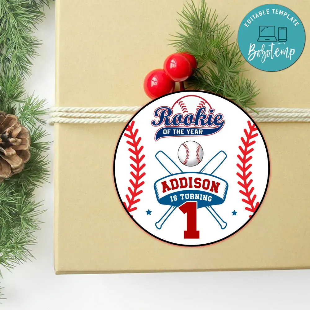 Rookie of the year Circle Sticker Template Customizable DIY | Bobotemp