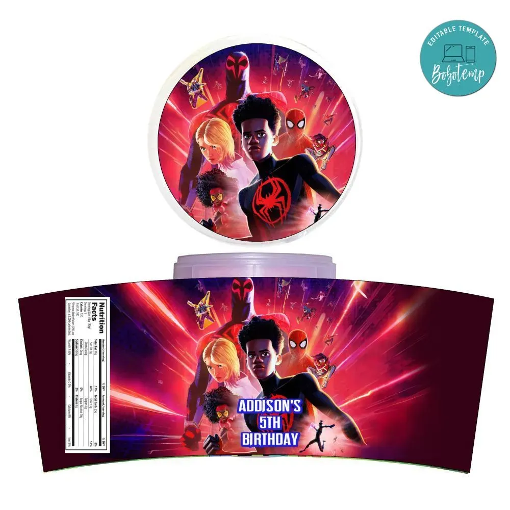 Spiderman Spiderverse Cotton Candy Label Template | Bobotemp