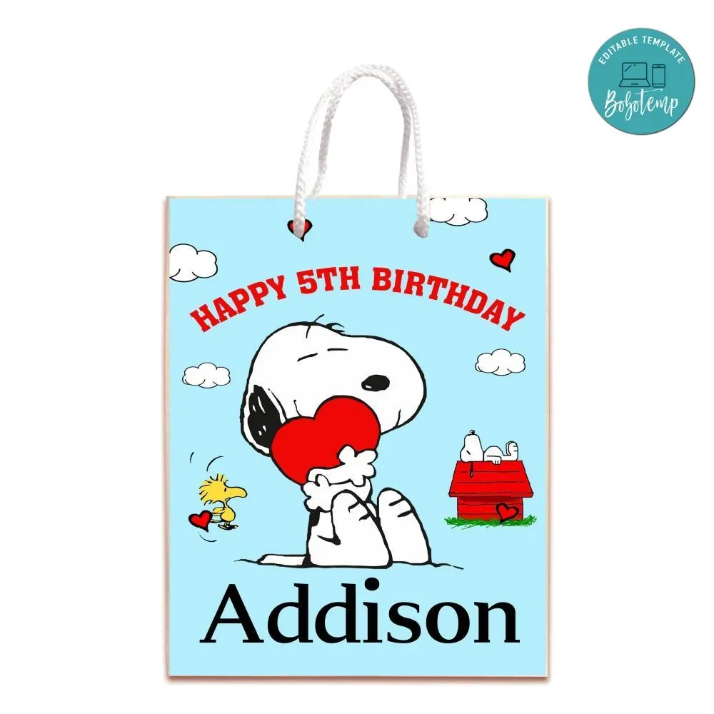 Snoopy Gift Bag Label Template Printable DIY | Bobotemp