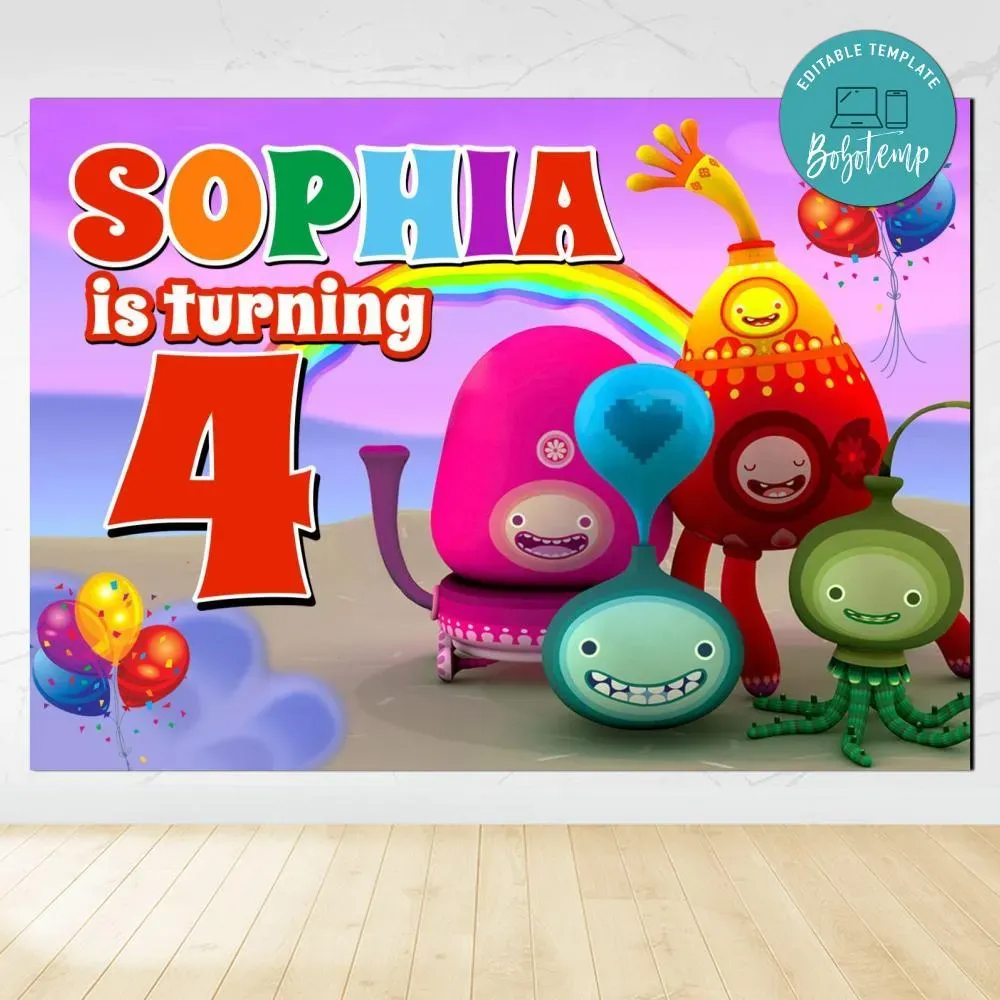 Buddi Birthday Backdrop Digital File Template | Sportspartydesign