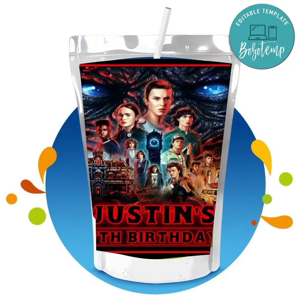 Stranger things Capri Sun Birthday Digital File Printable | Bobotemp Shop