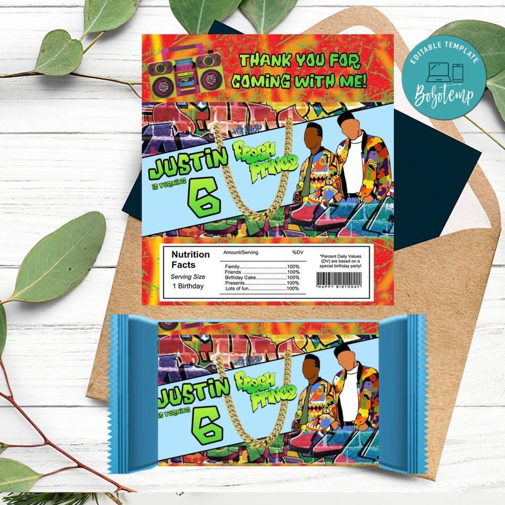 Fresh prince Candy bar Label Customizable Template DIY | Bobotemp