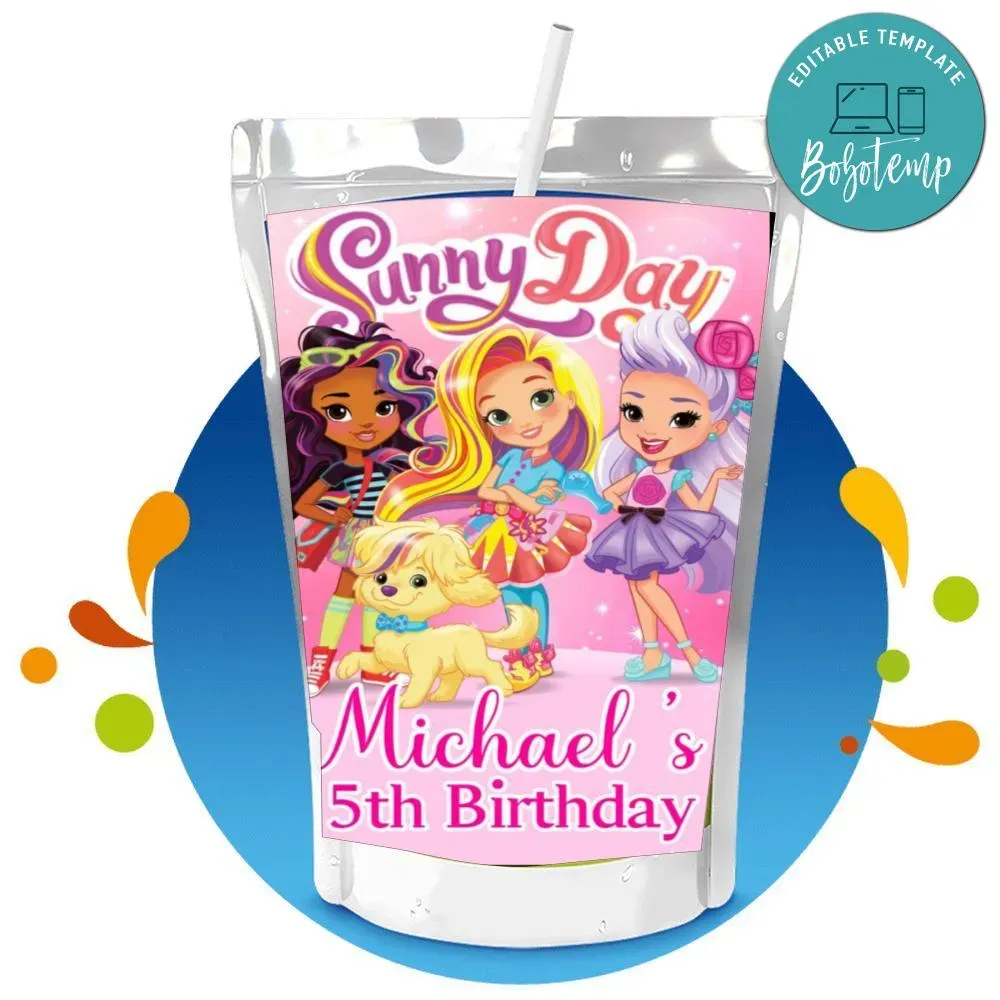 Sunny Day Capri Sun Birthday Digital File Printable | Bobotemp