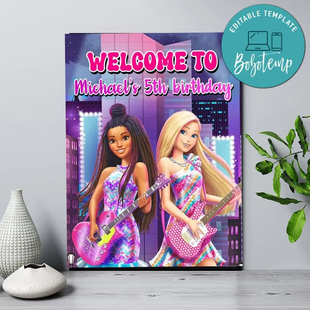 Barbie Big City Birthday Welcome Sign Digital File Printable DIY | Bobotemp