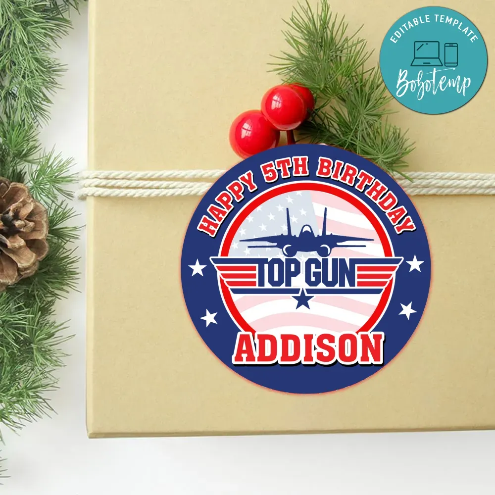 Top Gun Circle Sticker Template Customizable DIY | Bobotemp