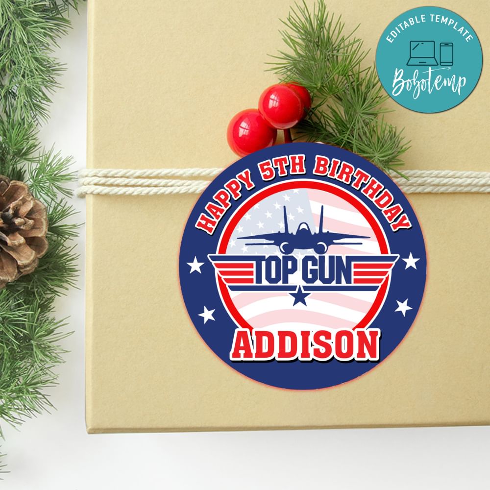 Top Gun Circle Sticker Template Customizable DIY | Bobotemp