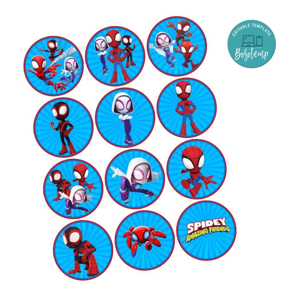 Spidey And His Amazing Cupcake Toppers Template Printable DIY | Bobotemp