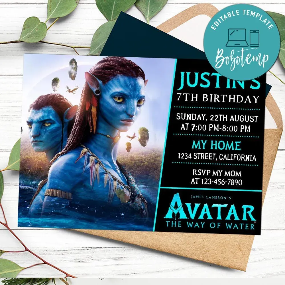 Avatar the way of water Birthday Flyer Customizable DIY | Bobotemp