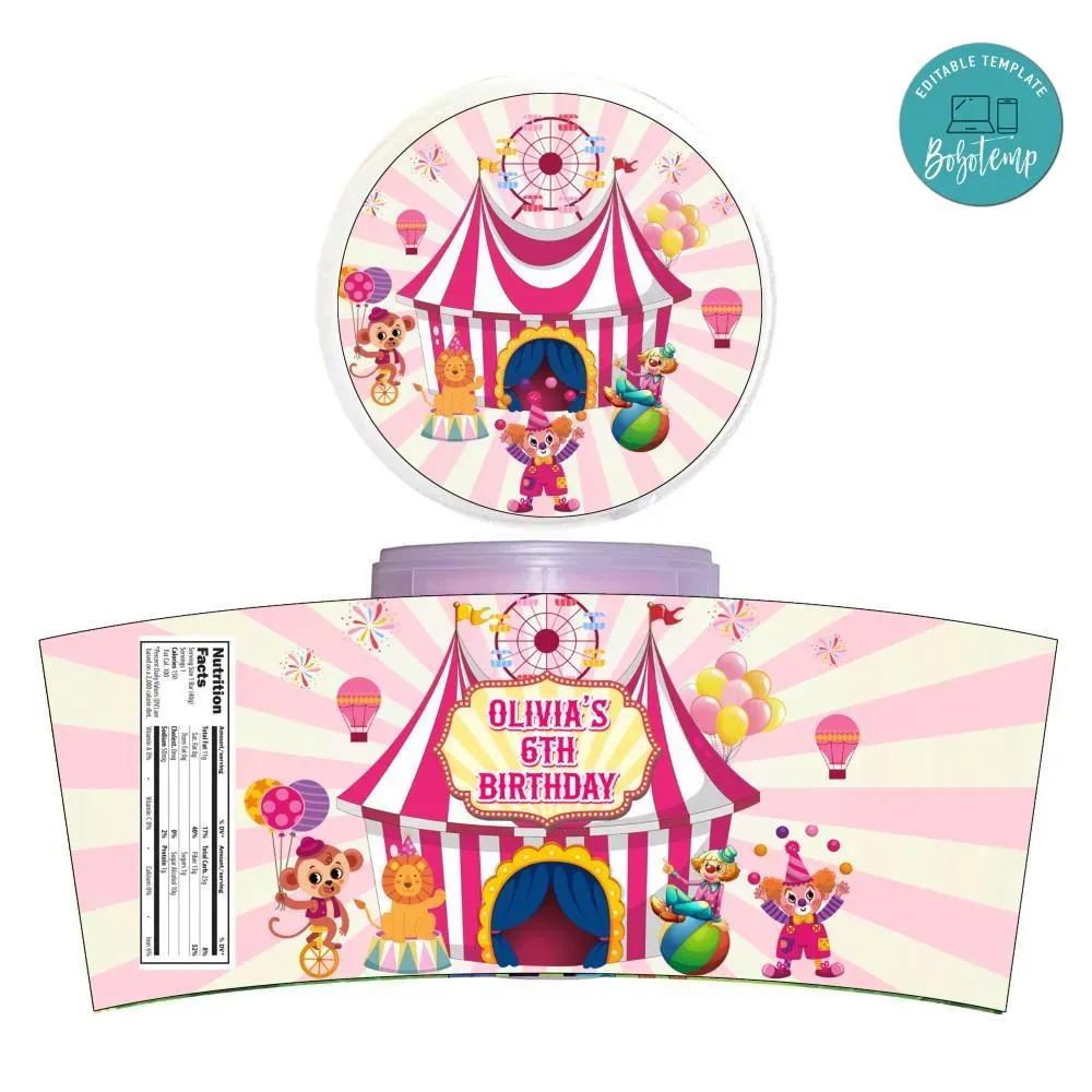Pink Carnival Cotton Candy Label Template | Bobotemp