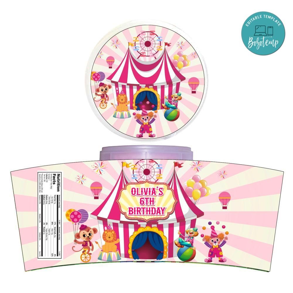 Pink Carnival Cotton Candy Label Template | Bobotemp