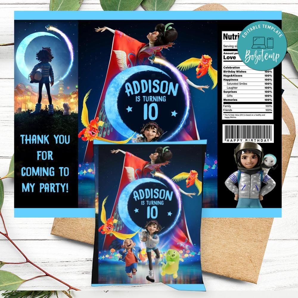 Over the moon Birthday Party Chip Bag Digital File Printable | Bobotemp