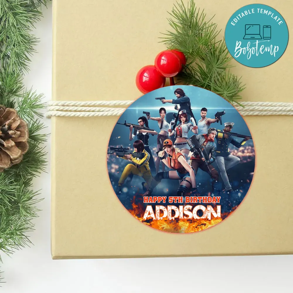 Free fire Circle Sticker Template Customizable DIY | Bobotemp