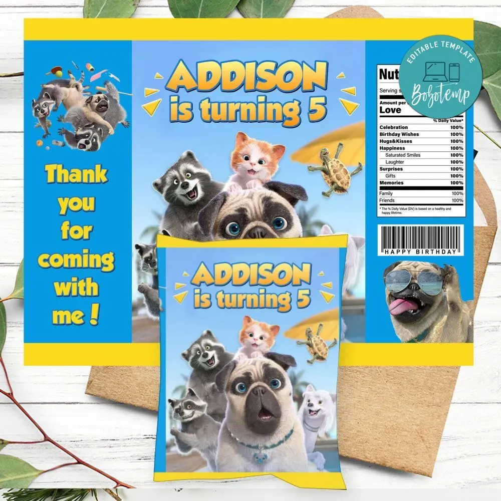 Mighty mike Birthday Party Chip Bag Digital File DIY | Bobotemp