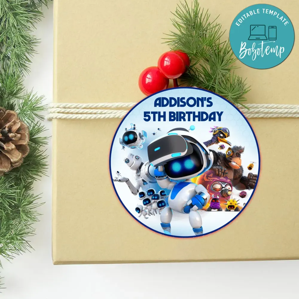 Astro Bot Circle Sticker Template Customizable DIY | Bobotemp