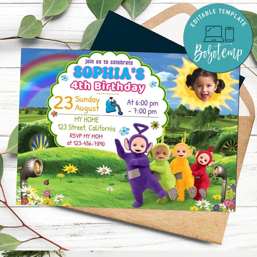 Teletubbies Invitation Customizable Template DIY | Bobotemp