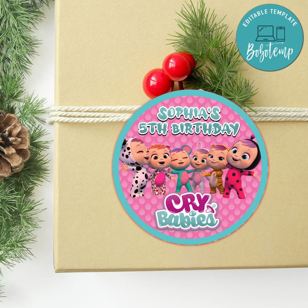 Cry Babies Circle Sticker Template Customizable DIY | Bobotemp