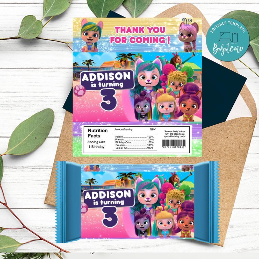 I love vip pets Candy bar Label Customizable Template DIY | Bobotemp