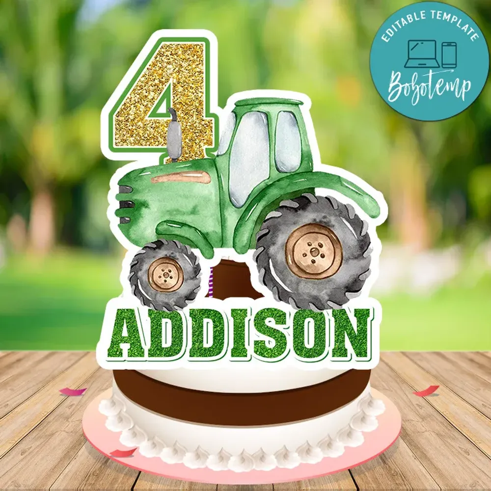 Tractor Birthday Cake Topper Template Printable | Bobotemp