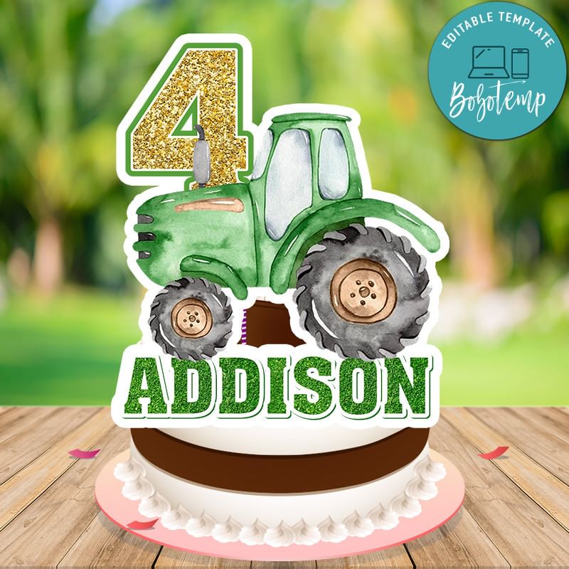Tractor Birthday Cake Topper Template Printable | Bobotemp