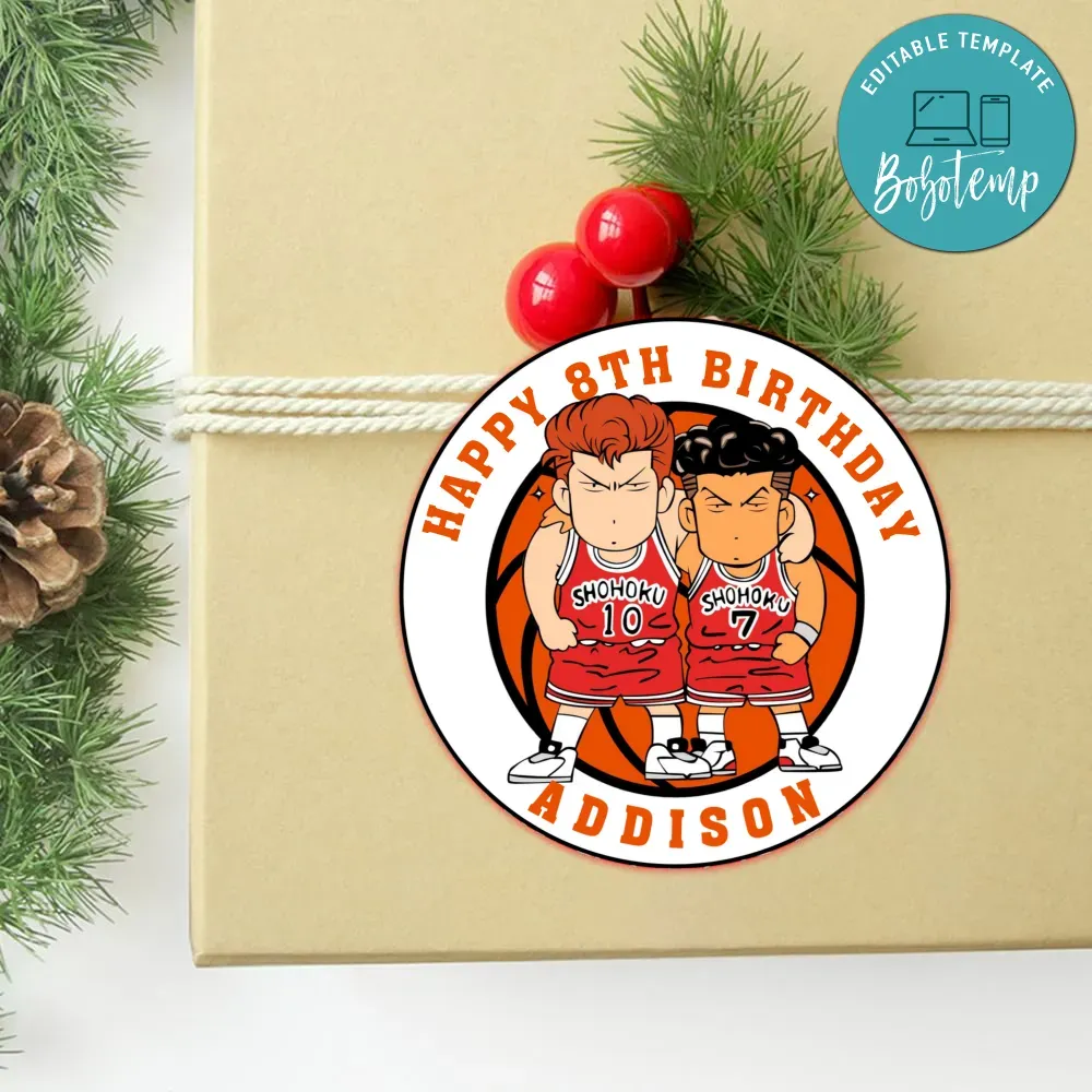 Slam Dunk Circle Sticker Template Customizable DIY | Bobotemp