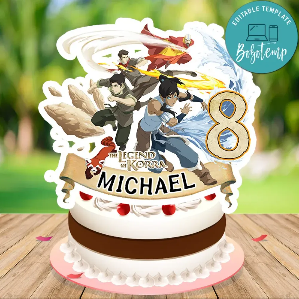 Legend of Korra Birthday Cake Topper Template Printable DIY | Bobotemp