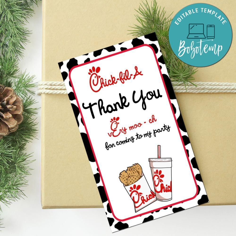 Chick Fil A Thank You Tag Customizable Template DIY Createpartylabels