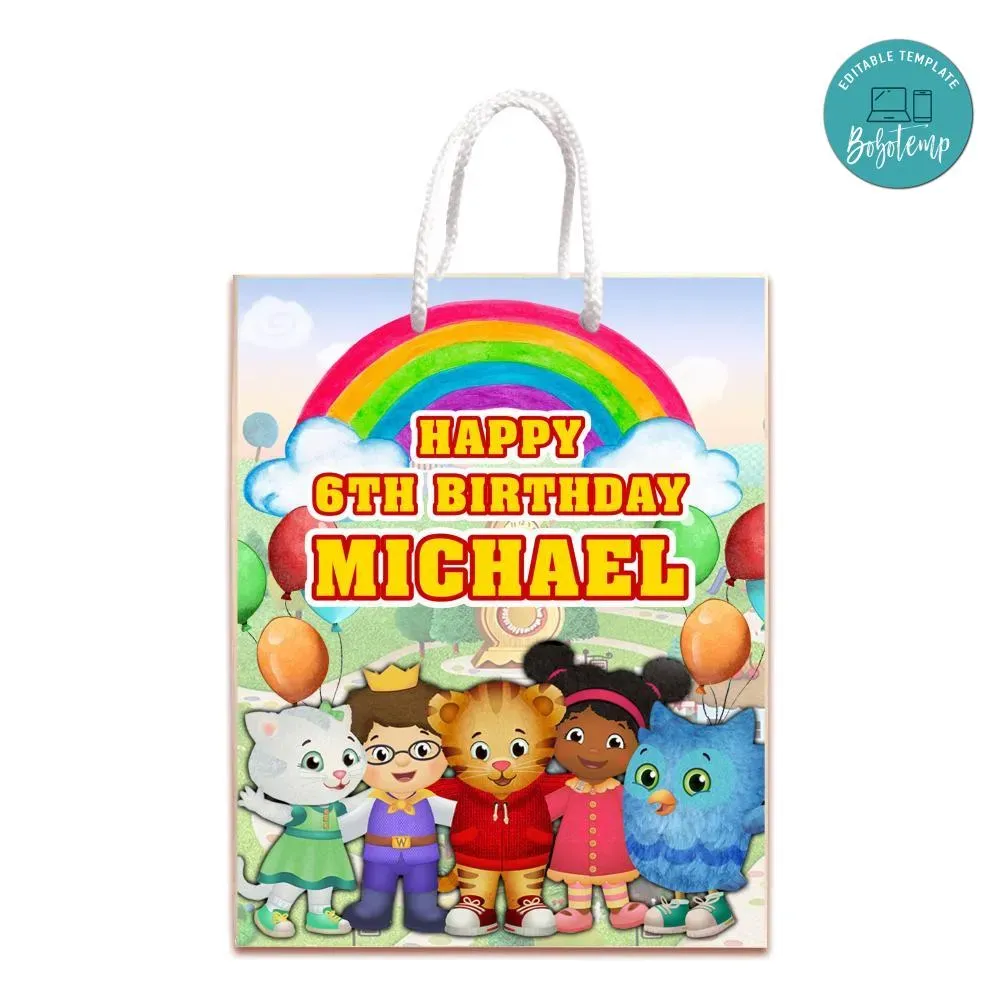 Daniel Tiger Gift Bag Label Template Printable DIY | Bobotemp