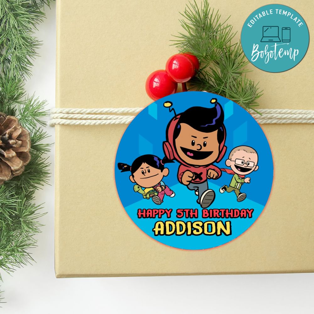 Xavier Riddle Circle Sticker Template Customizable DIY | Bobotemp