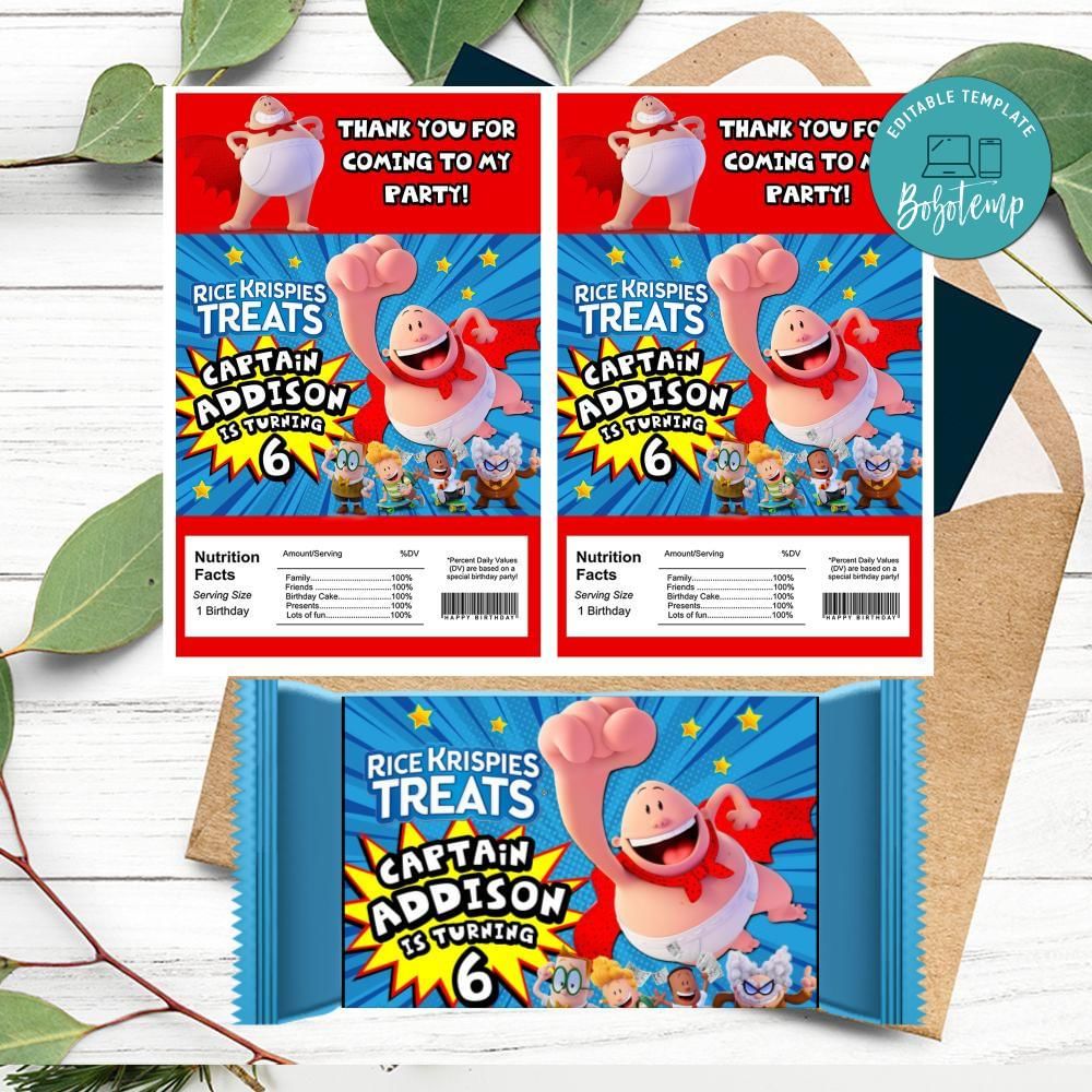 Captain underpants Rice Krispies Treats Template Printable | Bobotemp