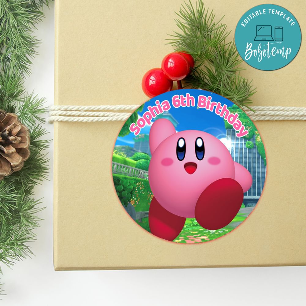 Kirby Circle Sticker Template Customizable DIY | Bobotemp