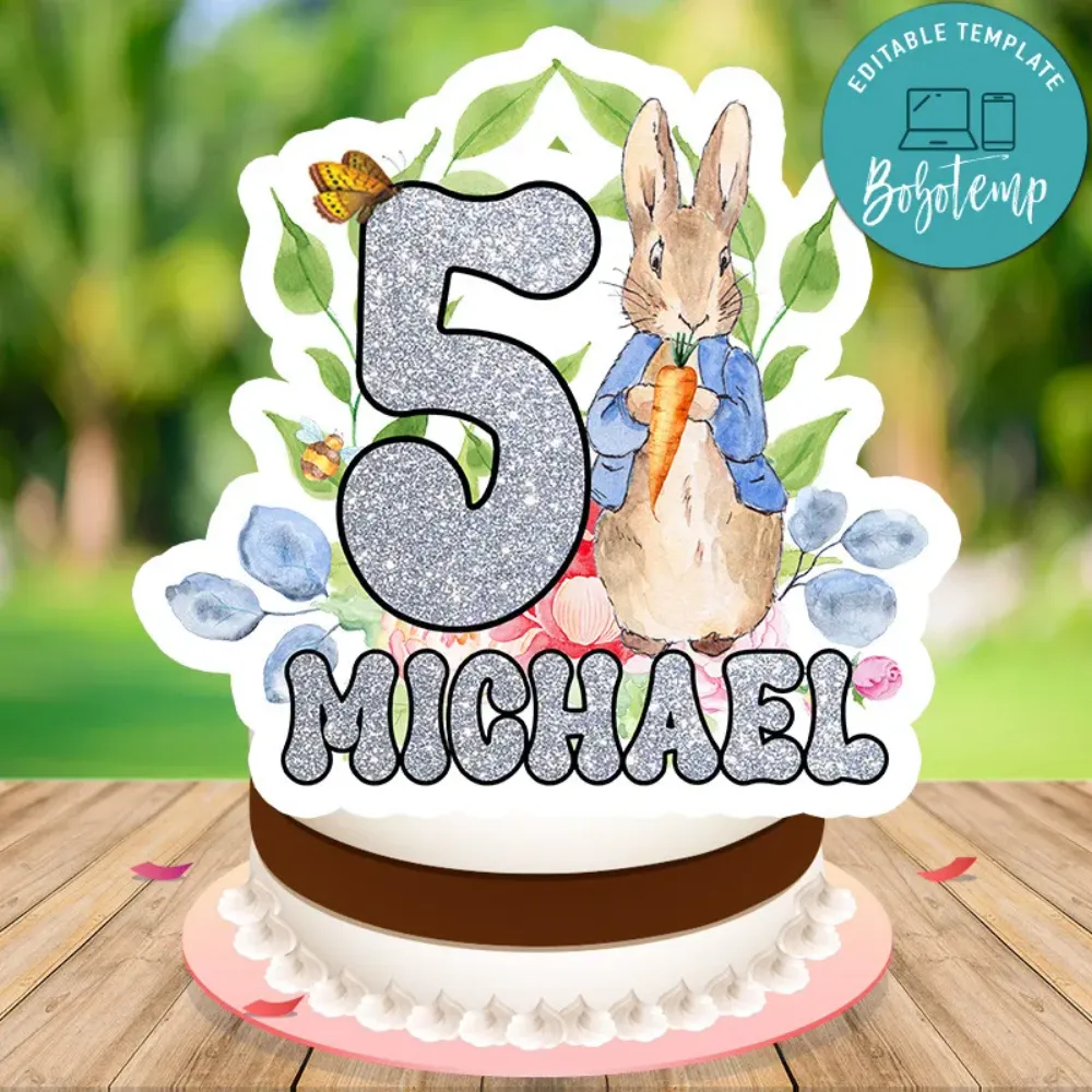 Peter rabbit Cake Topper Template Printable DIY | Bobotemp