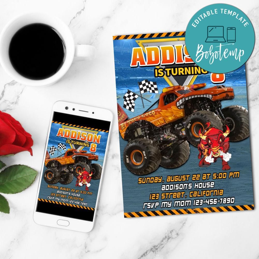 El Toro loco Invitation Customizable Template DIY | Bobotemp