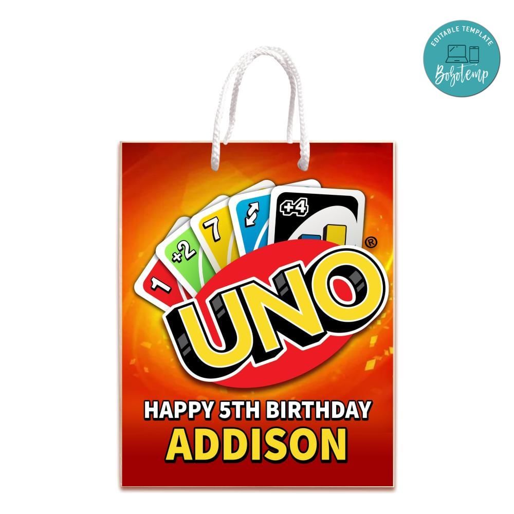 Uno Gift Bag Label Template Printable DIY | Bobotemp