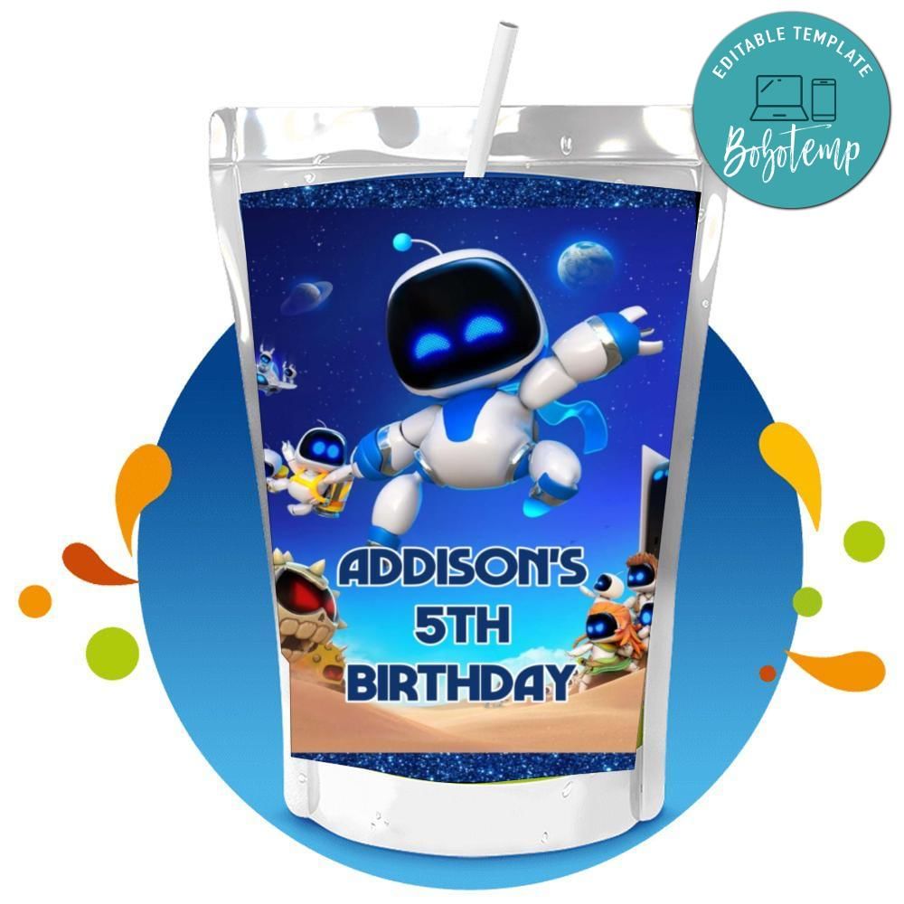 Astro bot Capri Sun Birthday Digital File Printable | Bobotemp