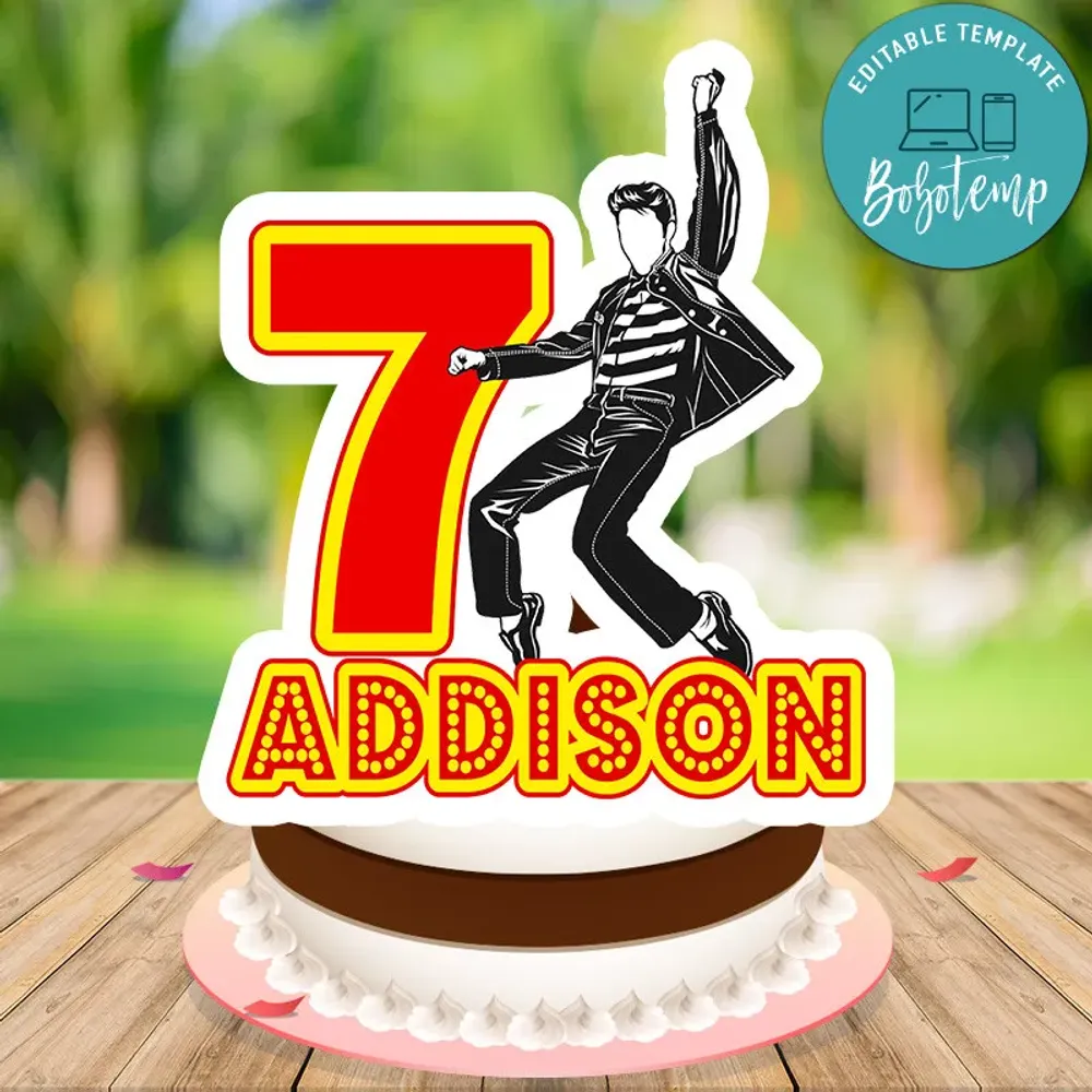 Elvis Birthday Cake Topper Template Printable | Bobotemp