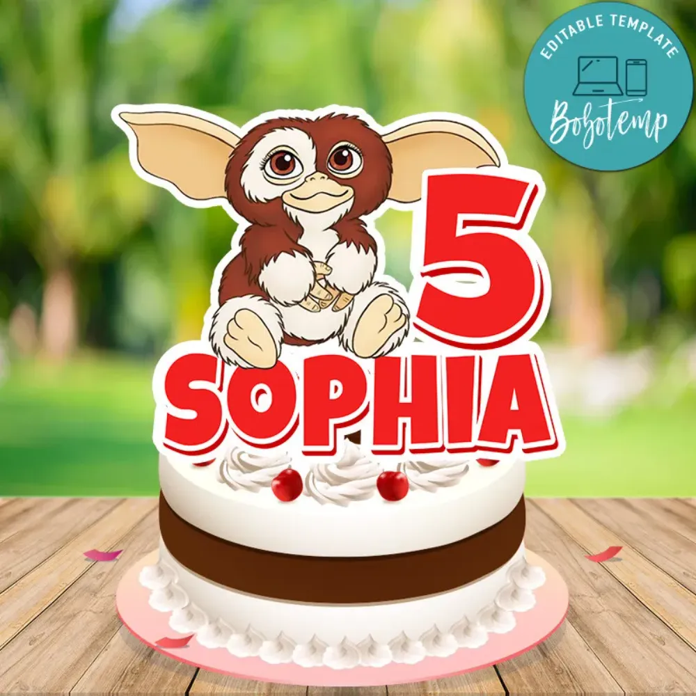Gremlins Gizmo Birthday Cake Topper Template Printable | Bobotemp
