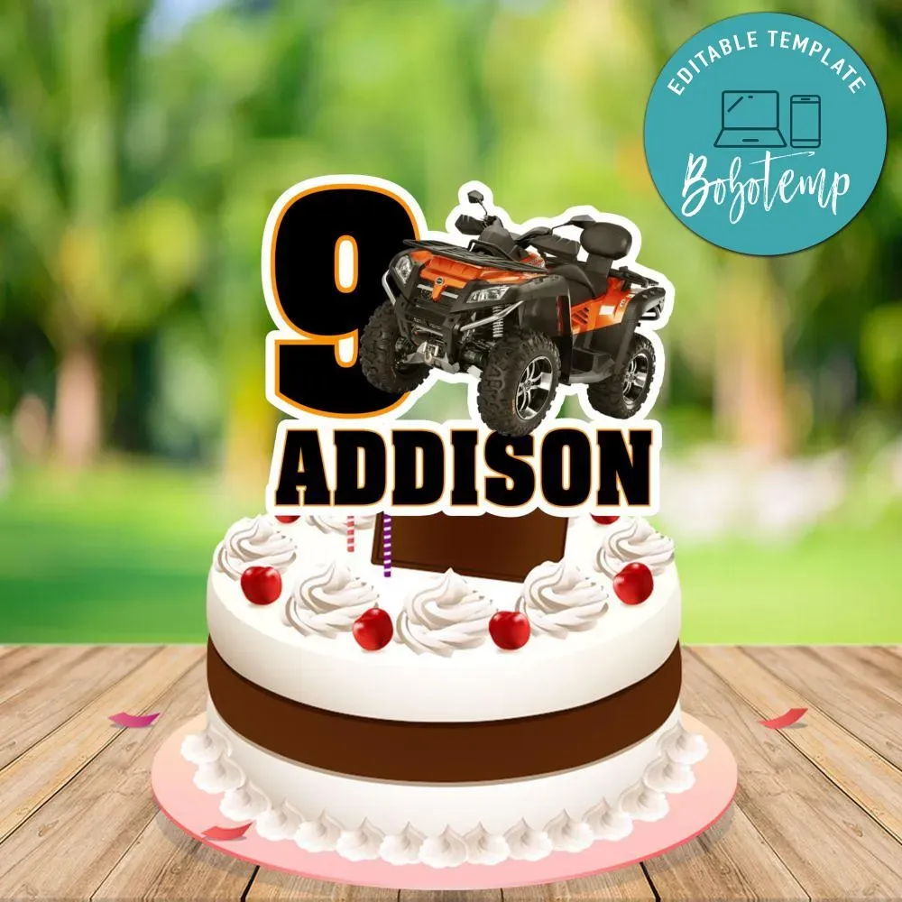Four Wheeler Birthday Cake Topper Template Printable | Bobotemp
