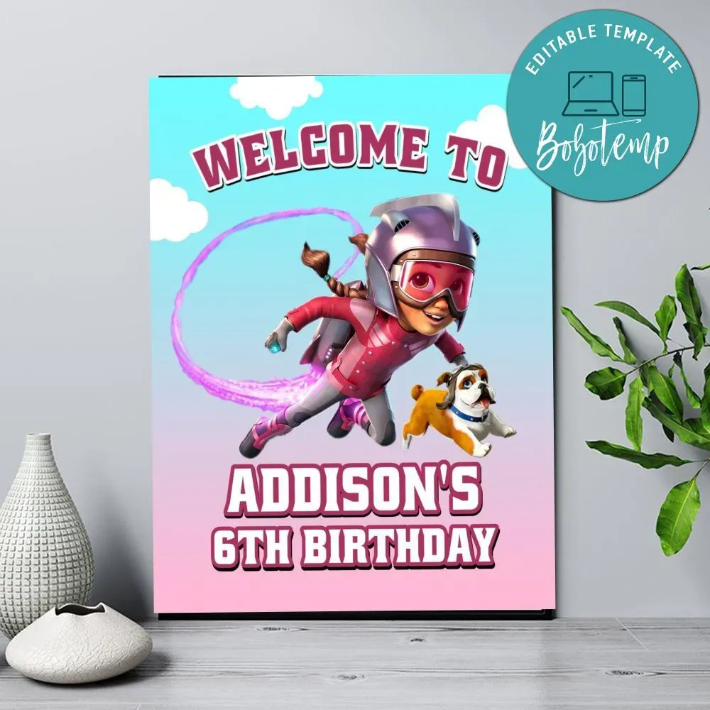 Rocketeer Birthday Welcome Sign Digital File Printable DIY | Bobotemp
