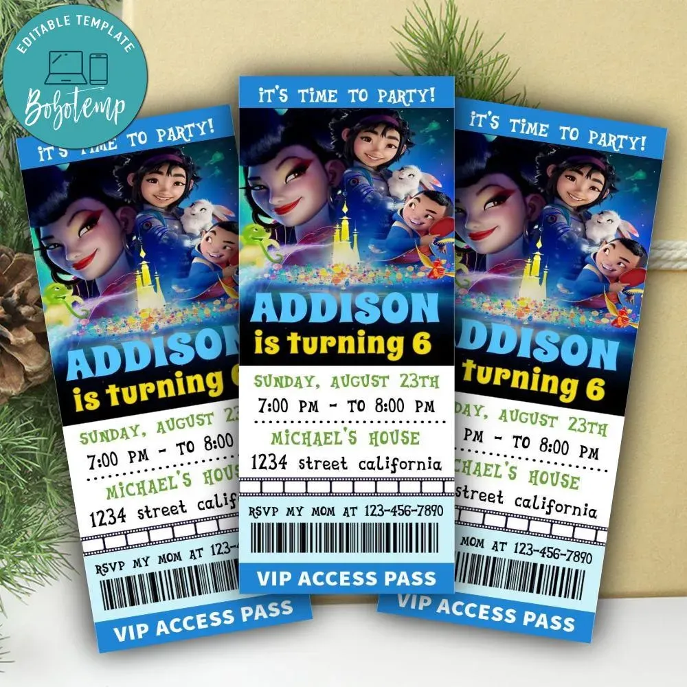 Over The Moon Cartoon Ticket Invitation Customizable Template | Bobotemp