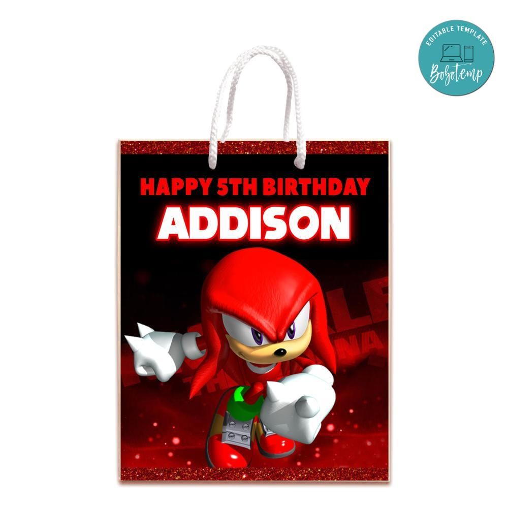 Knuckles Gift Bag Label Template Printable DIY | Bobotemp