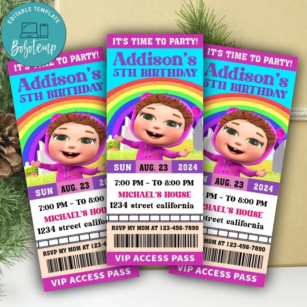 Baby Joy Joy Ticket Invitation Customizable Template | Bobotemp