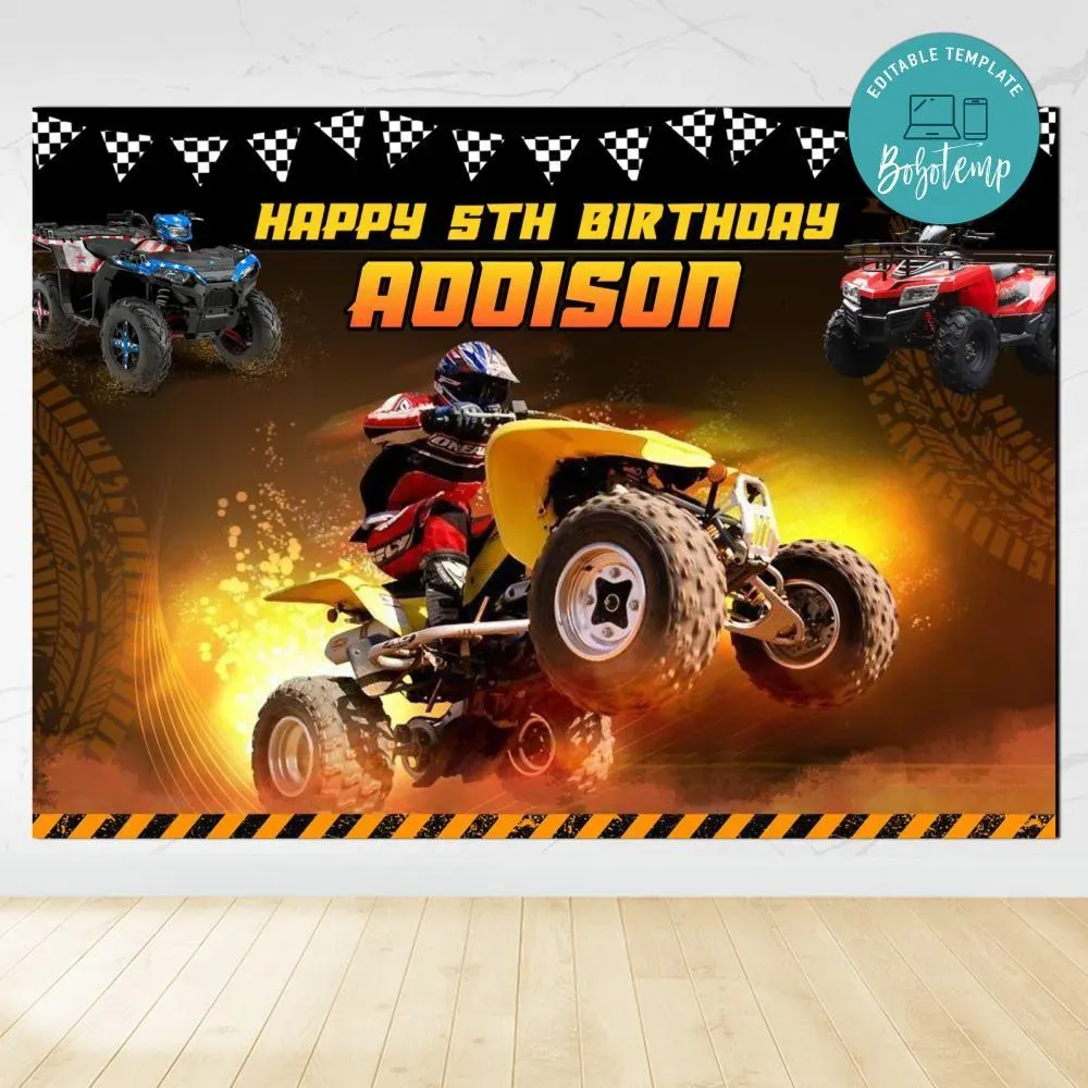 Atv Birthday Backdrop Digital File Template | Bobotemp