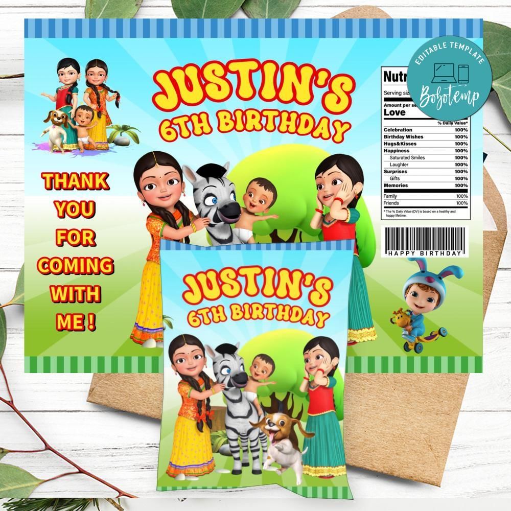 Infobells Birthday Party Chip Bag Digital File DIY | Bobotemp