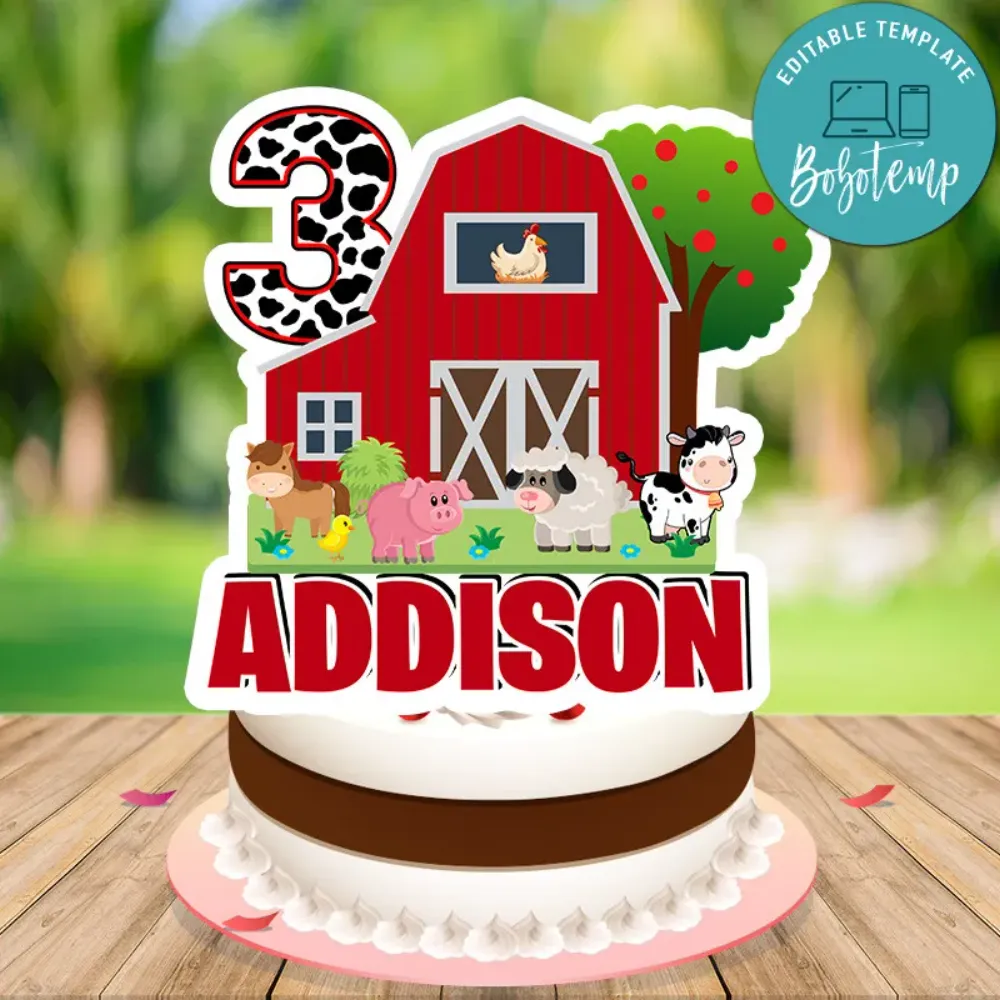 Barnyard Birthday Cake Topper Template Printable | Bobotemp