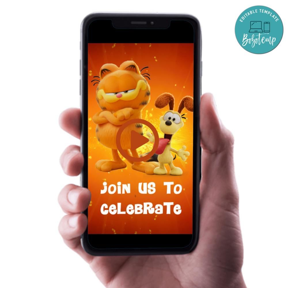 Garfield Video Invitation Digital Template DIY | Bobotemp
