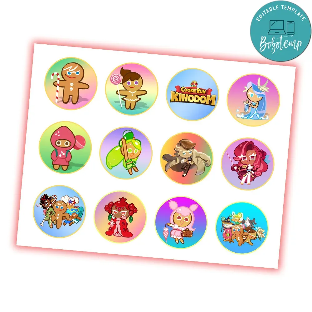 Cookie run kingdom Cupcake Toppers Template Printable DIY | Bobotemp